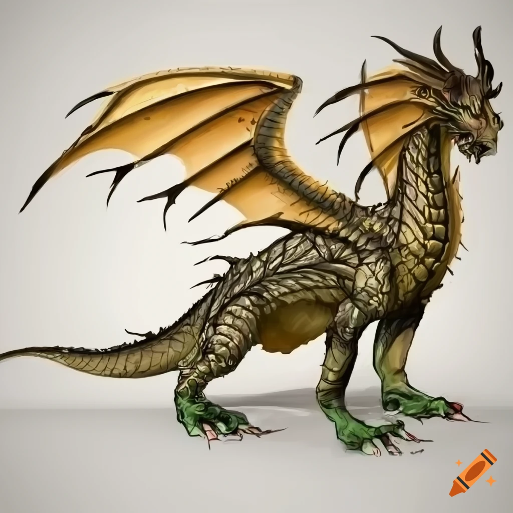 Dragon full length body, concept designs with side view, detailed ...