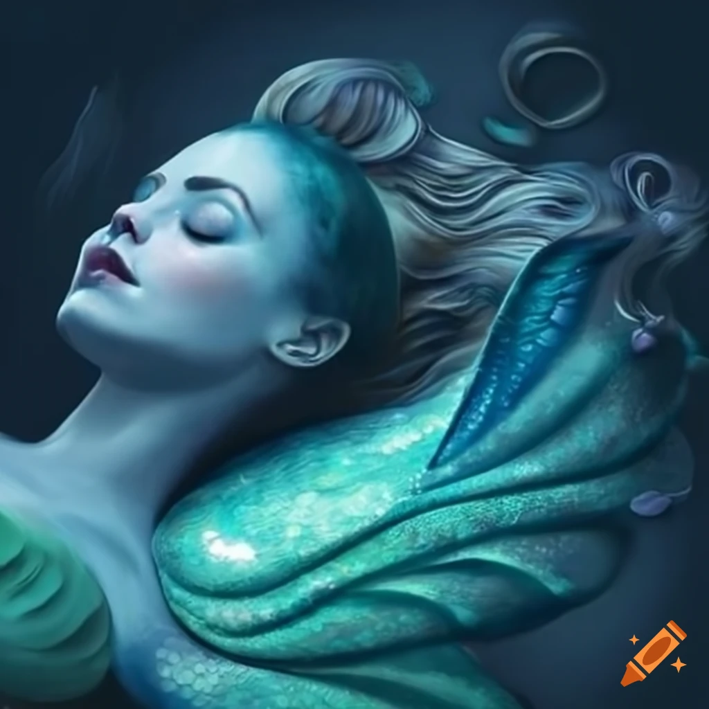 Sleeping mermaid on Craiyon