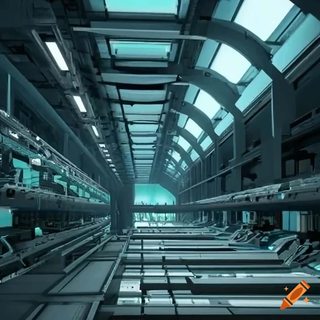 Futuristic factory interior