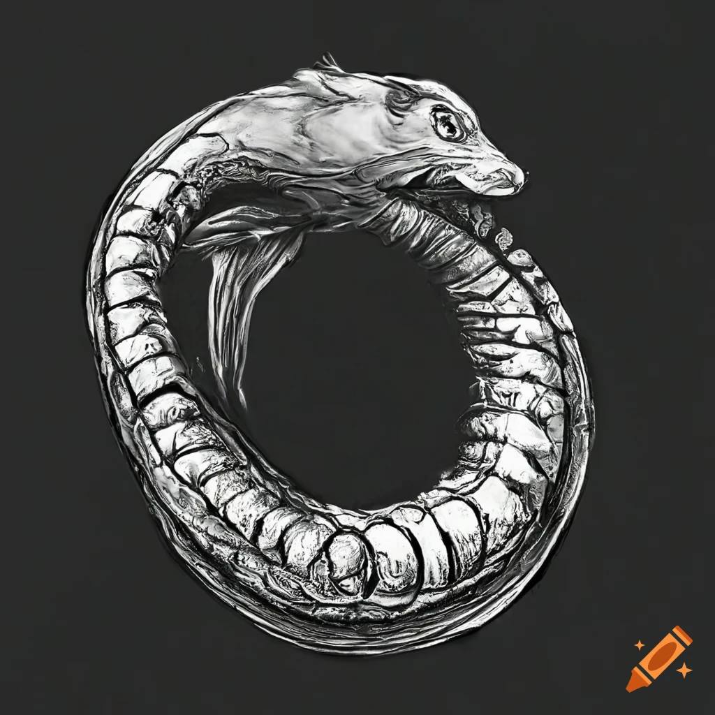 Black matt finish grimoire with glossy ouroboros