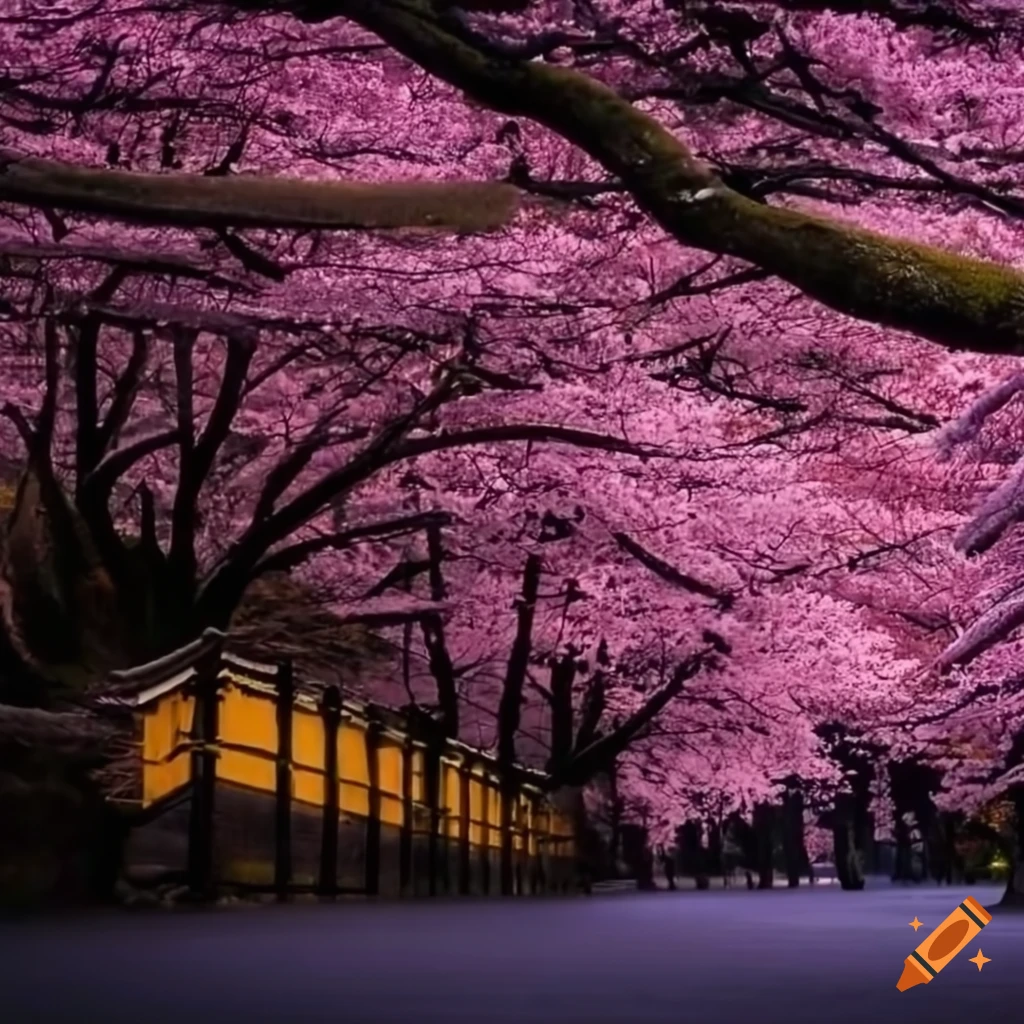 A forest of cherry blossom in nara in japan