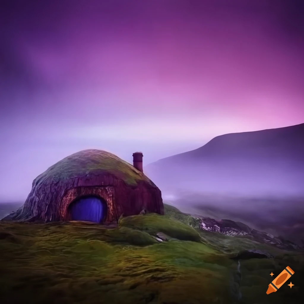 A soft gentle blues hobbit hovel in scottish highlands wildflowers ...