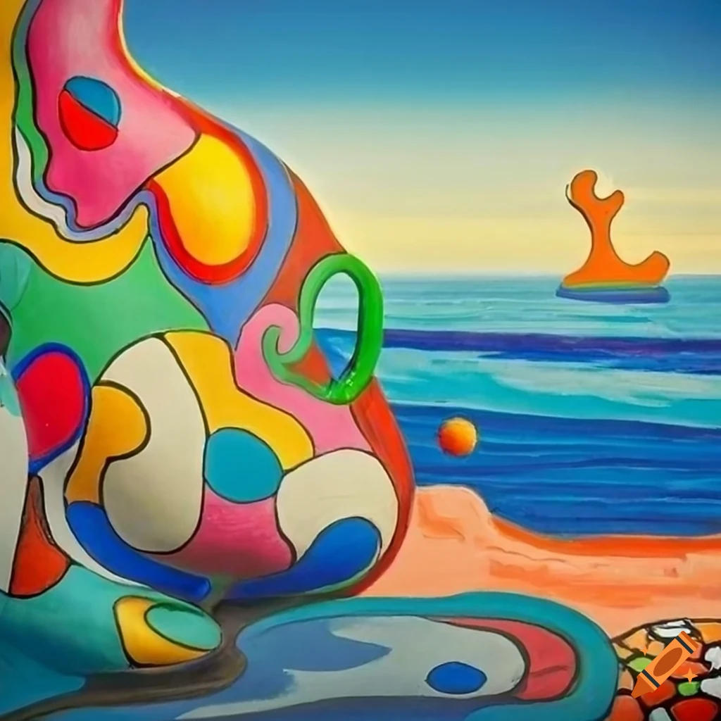 Coastal landscape in the style of niki st phalle on Craiyon