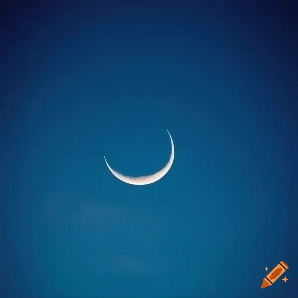 Small crescent blue moon night sky
