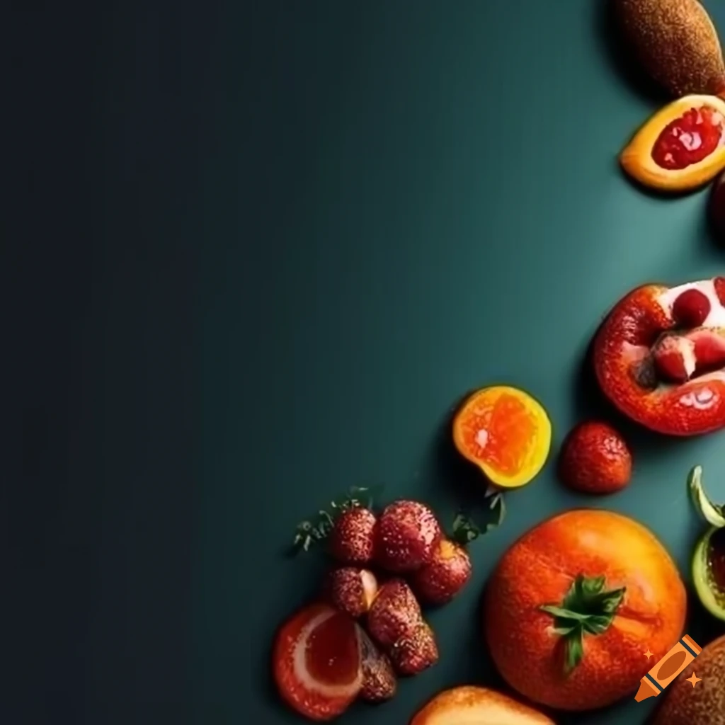 Vibrant food illustrations on a cheerful login background on Craiyon