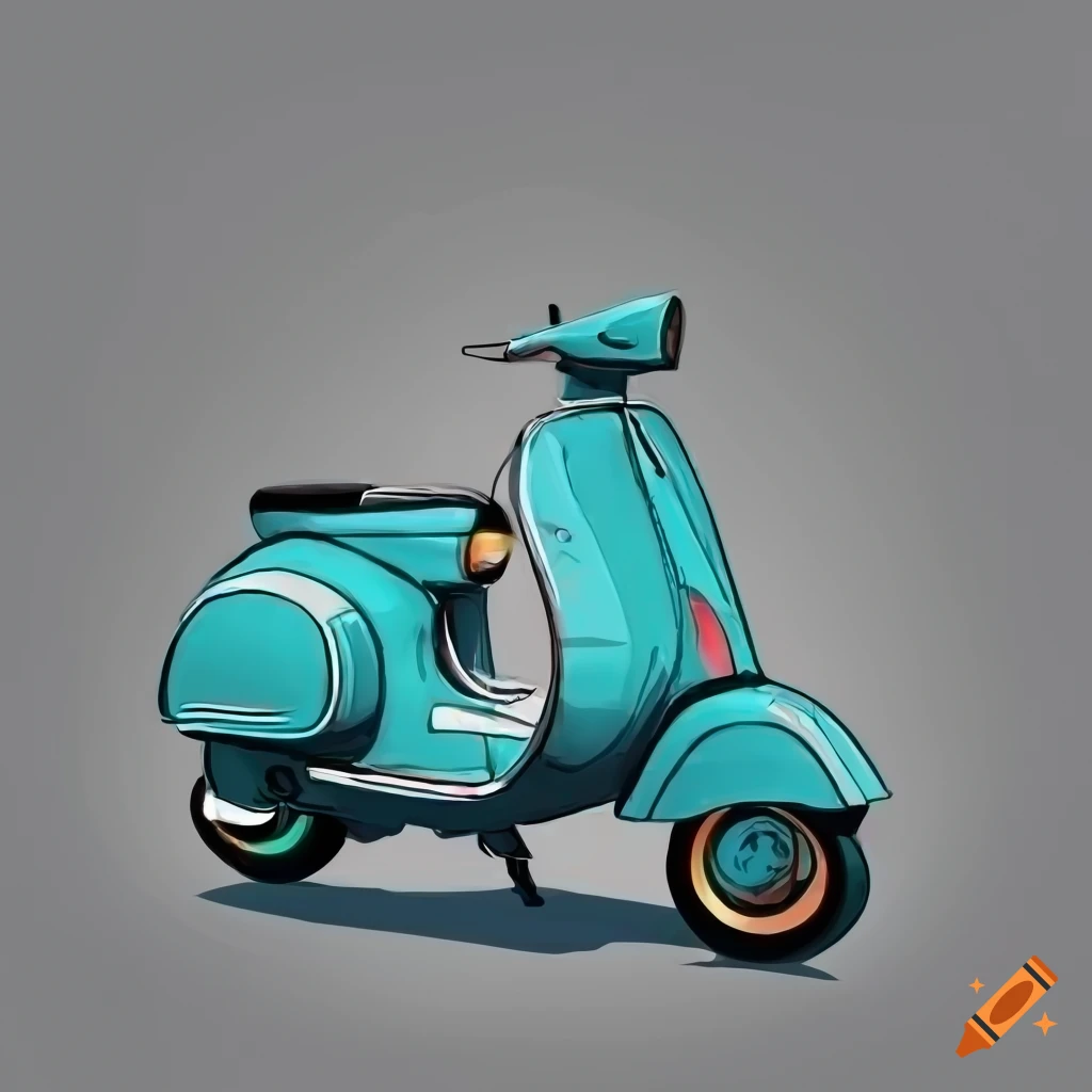 A Italien Vespa, side view, dynamic perspective, simplified, abstract ...