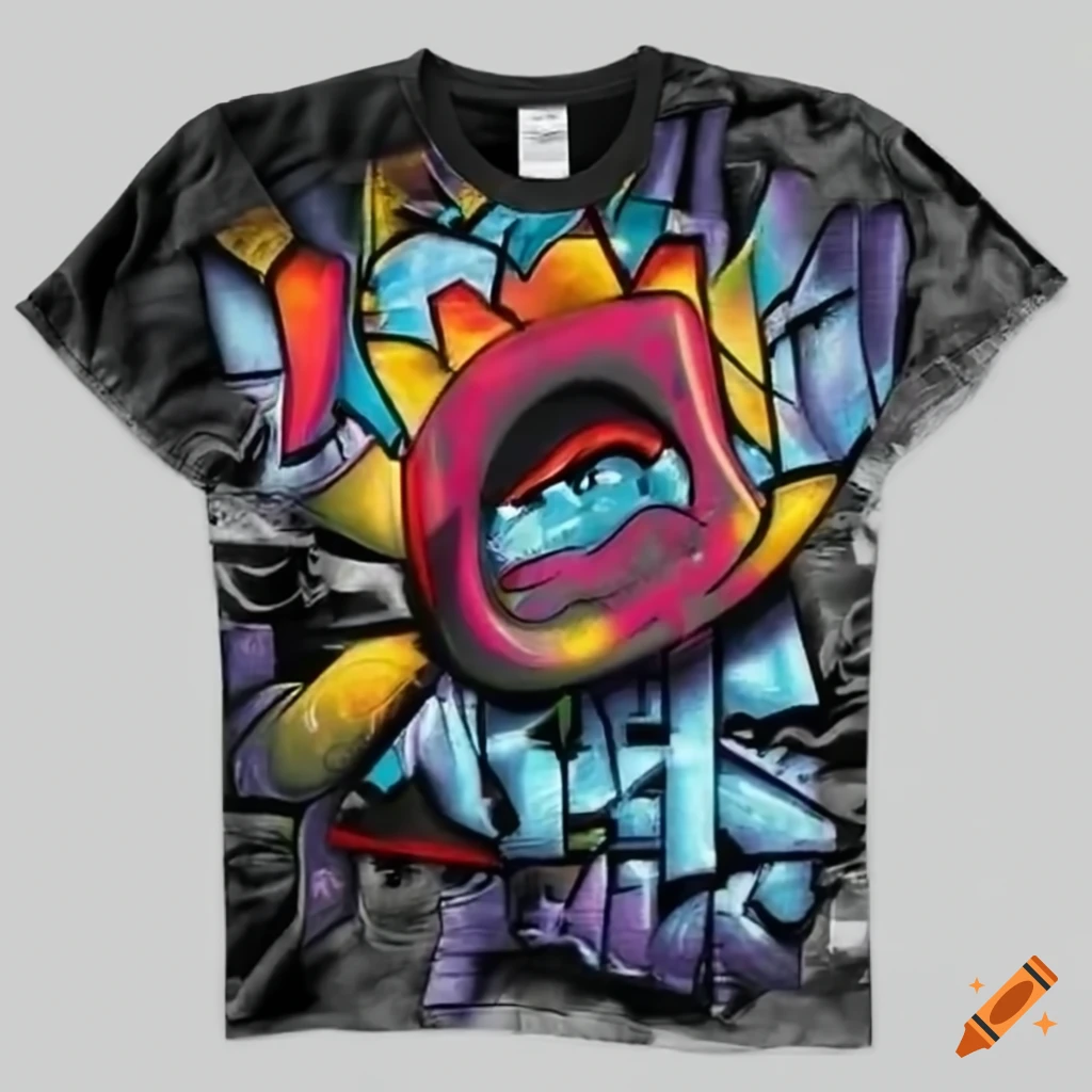 Graffiti design on a fashionable t-shirt on Craiyon