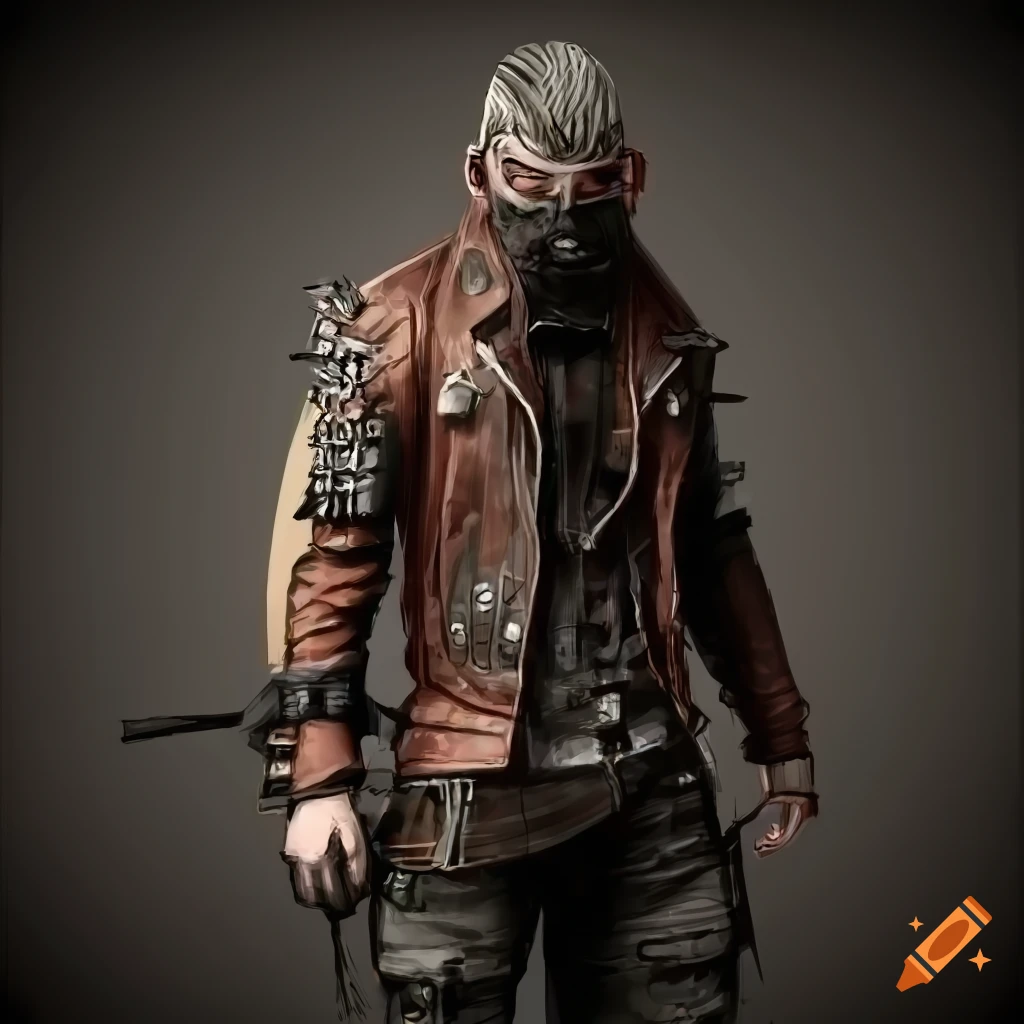Leather jacket punk with mohawk, post apocalyptic, bright hopeful ...
