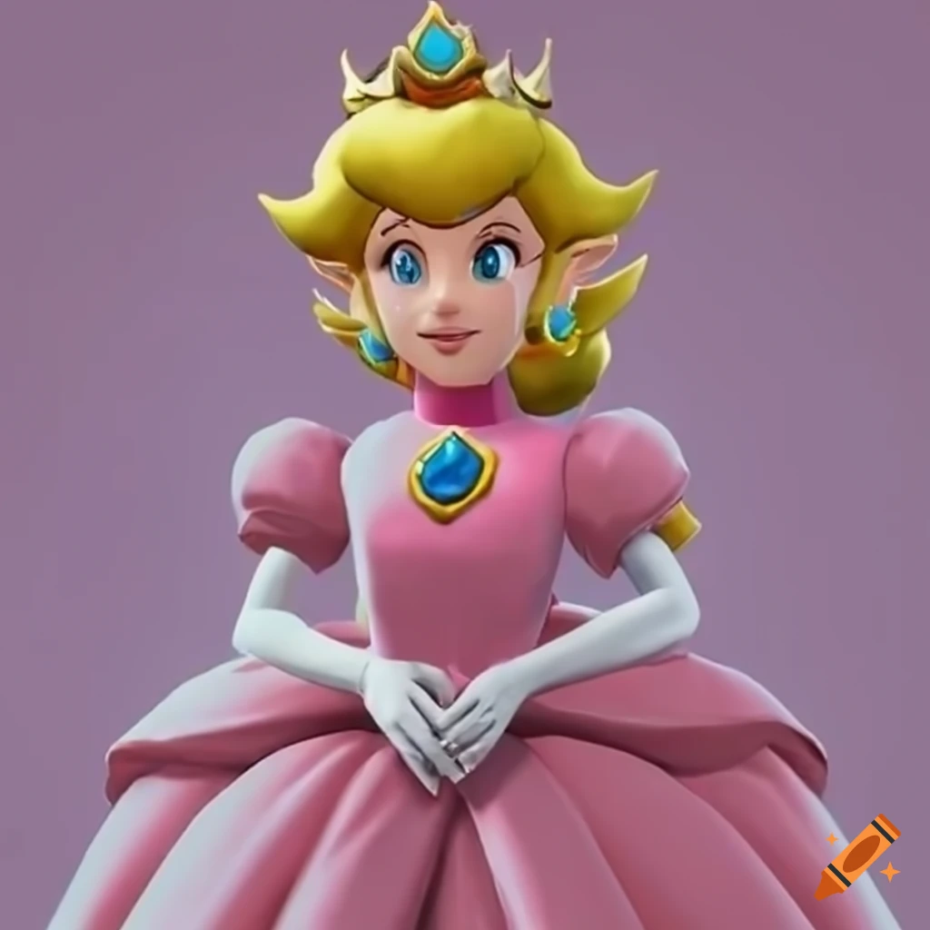 Princess Peach and Link pose together, wearing Peach´s pink silk ...