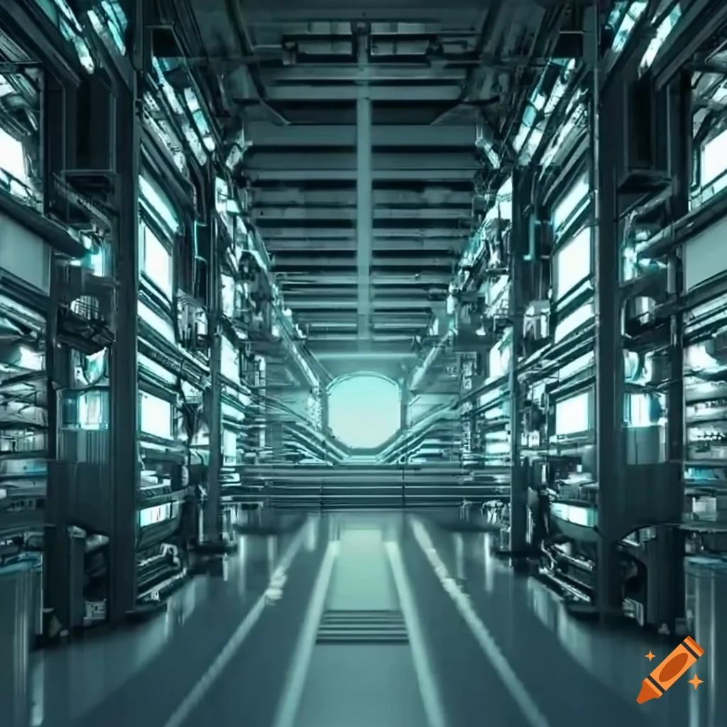 Futuristic factory interior on Craiyon