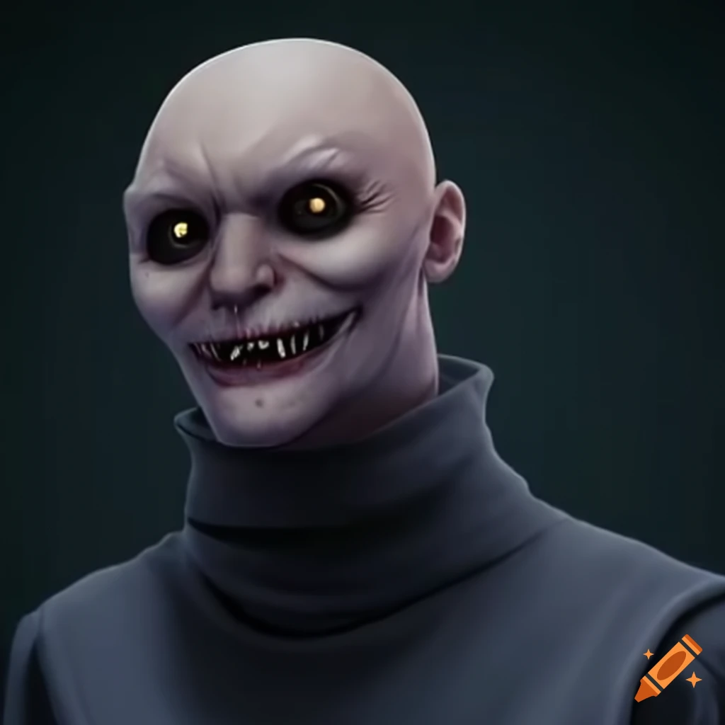 Mysterious scary villain with a bald head, turtleneck, and glasses on ...