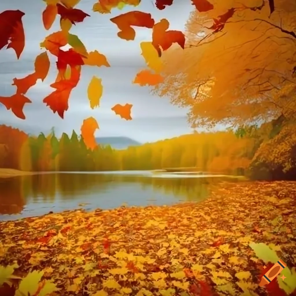 A book cover featuring a picturesque autumn landscape with falling ...