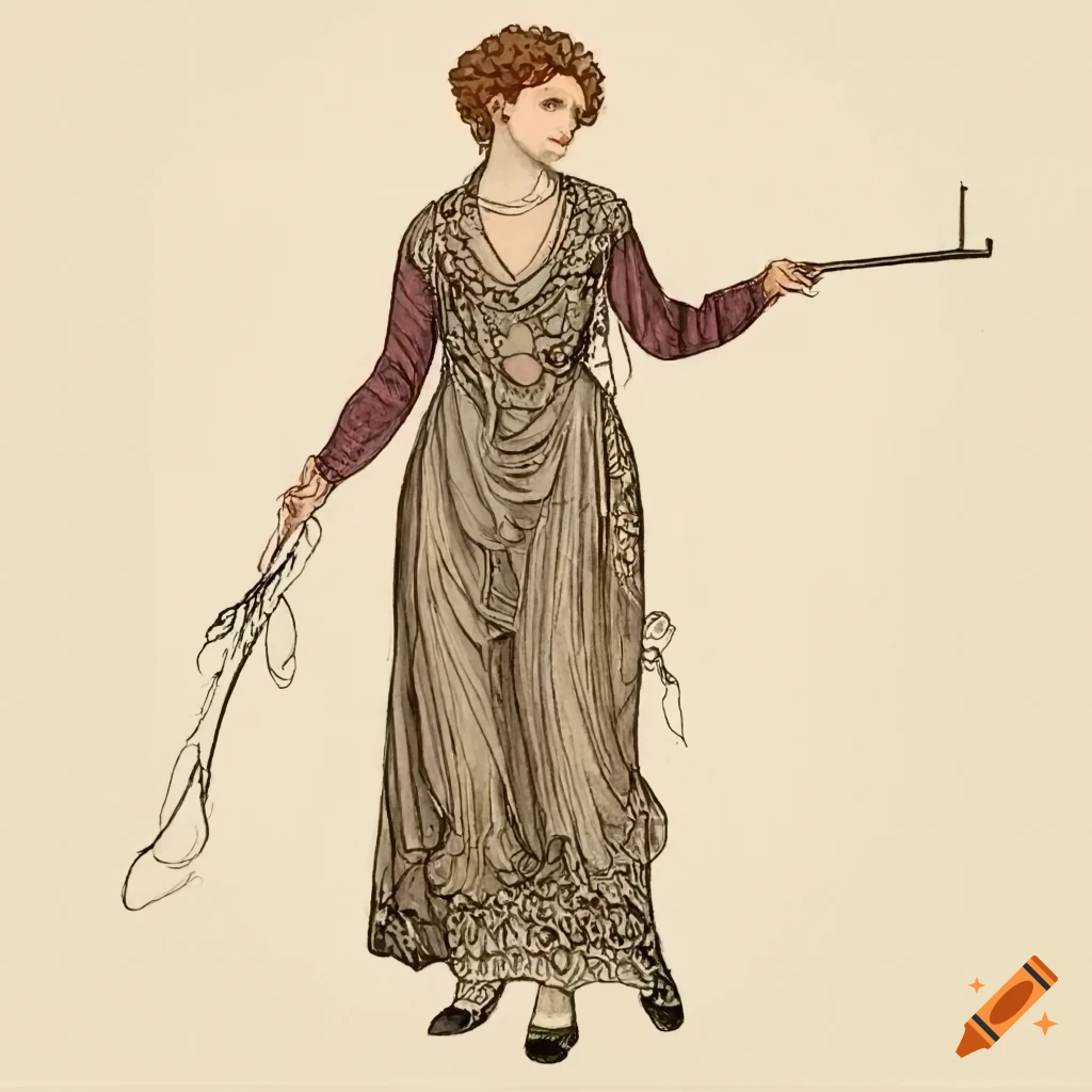 Full-length drawing of a painter in art nouveau style on Craiyon