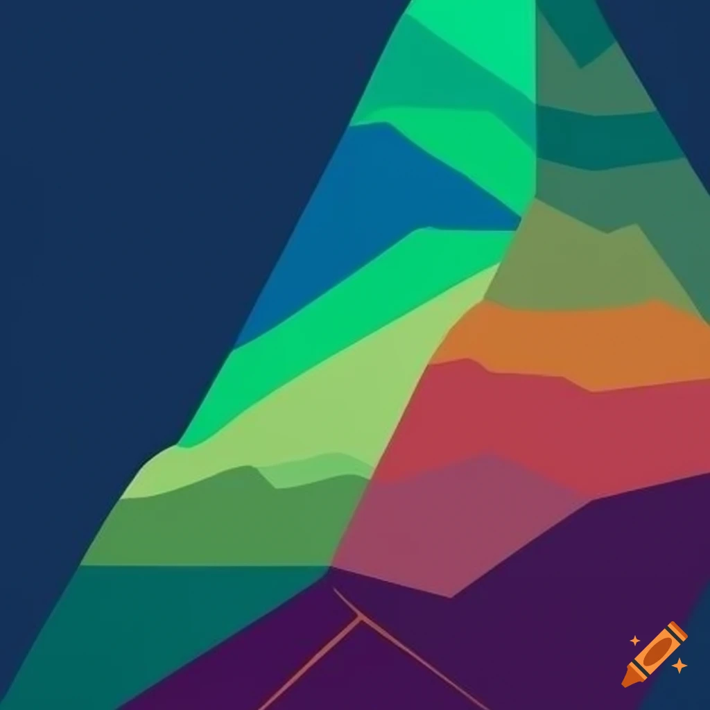 Rainbow color geometric mountainscape minimalist