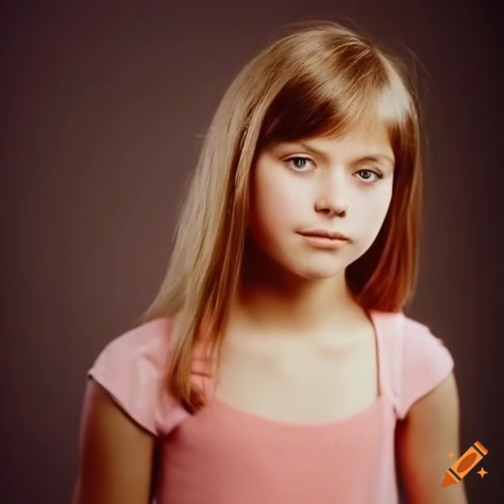 Beautiful Tween Girl Portrait Real Life Super Detailed Enhanced 1970s