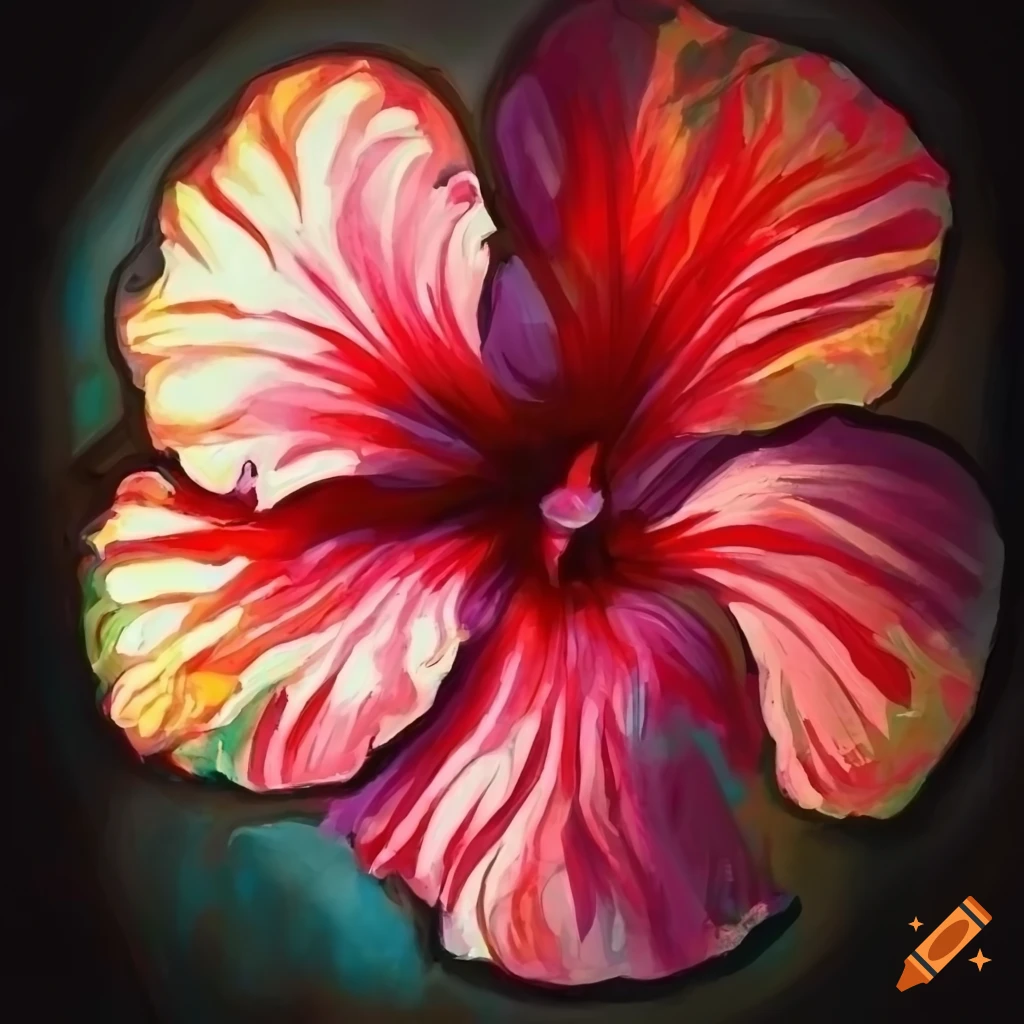 Lush hibiscus flower in the style of turnowsky art on Craiyon