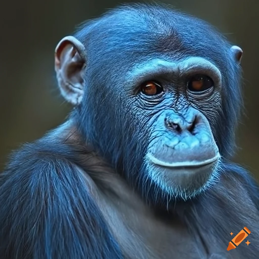 Genius chimpanzee smart blue