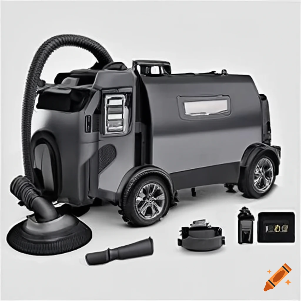 An off-road vacuum cleaner vehicle with large wheels and ground ...