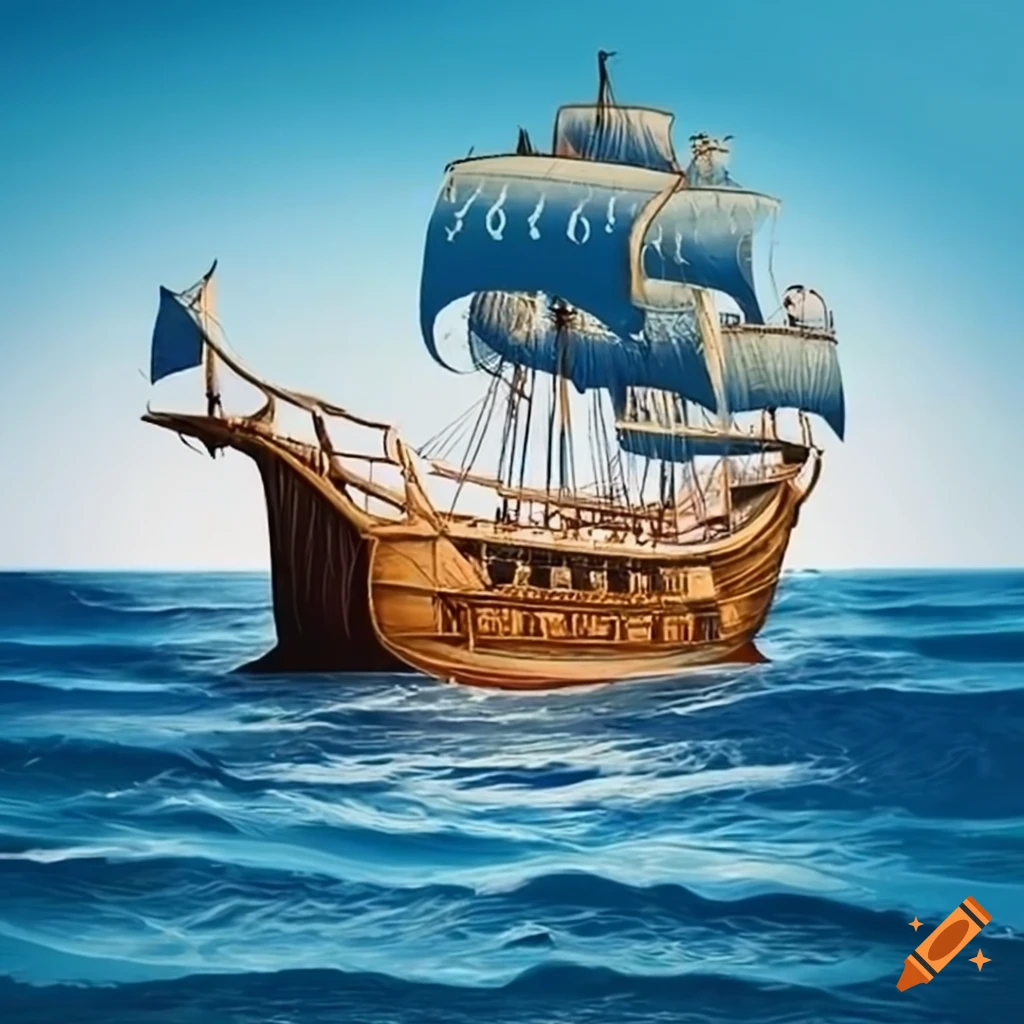 Ancient greek ship on the sea waves on Craiyon
