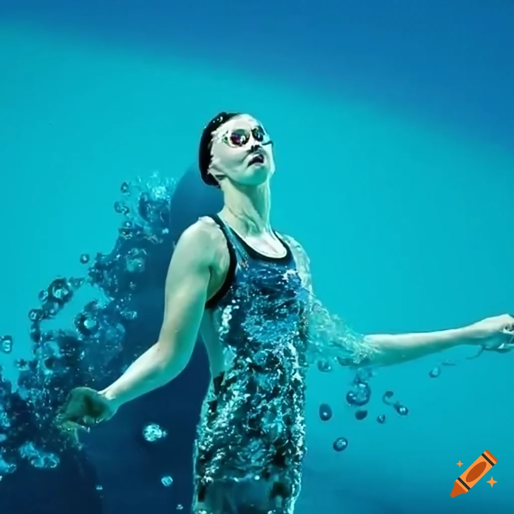 Katie Ledecky as a Waterpower Superhero named, "Liquid Gold" on Craiyon