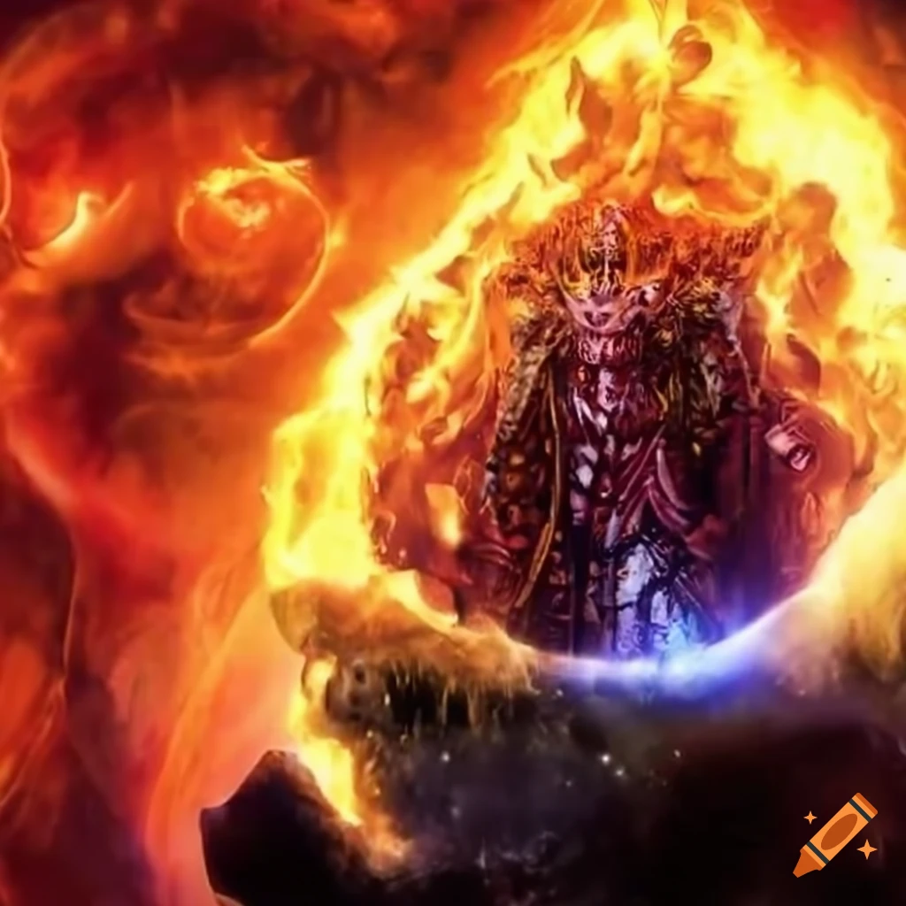 Cosmic god of destruction in fire on Craiyon
