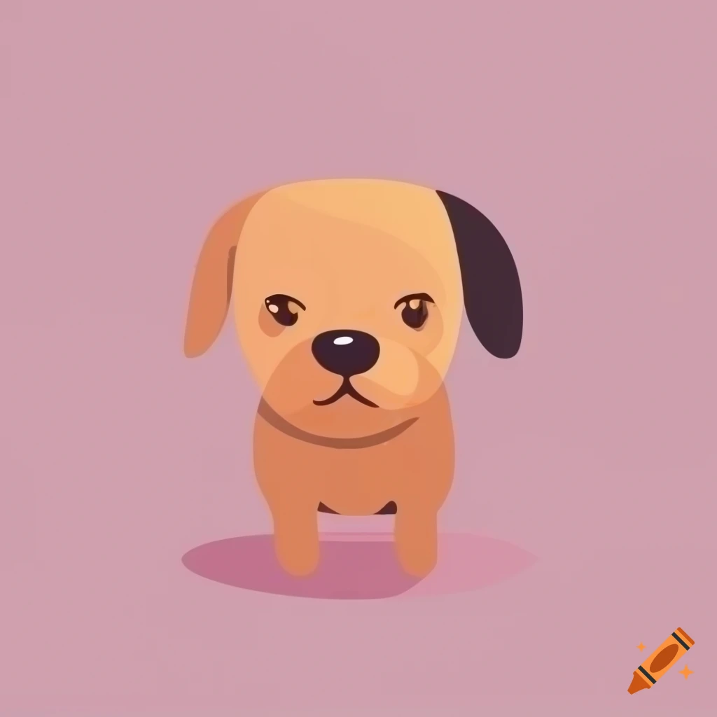 Cute puppy, simple vector shapes, minimalistic