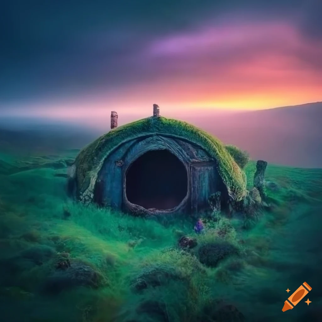 A soft gentle blues hobbit hovel in scottish highlands wildflowers ...