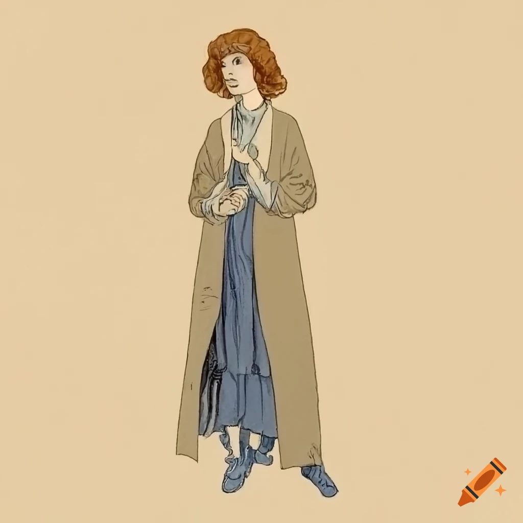 Full-length drawing of a scientist in art nouveau style on Craiyon