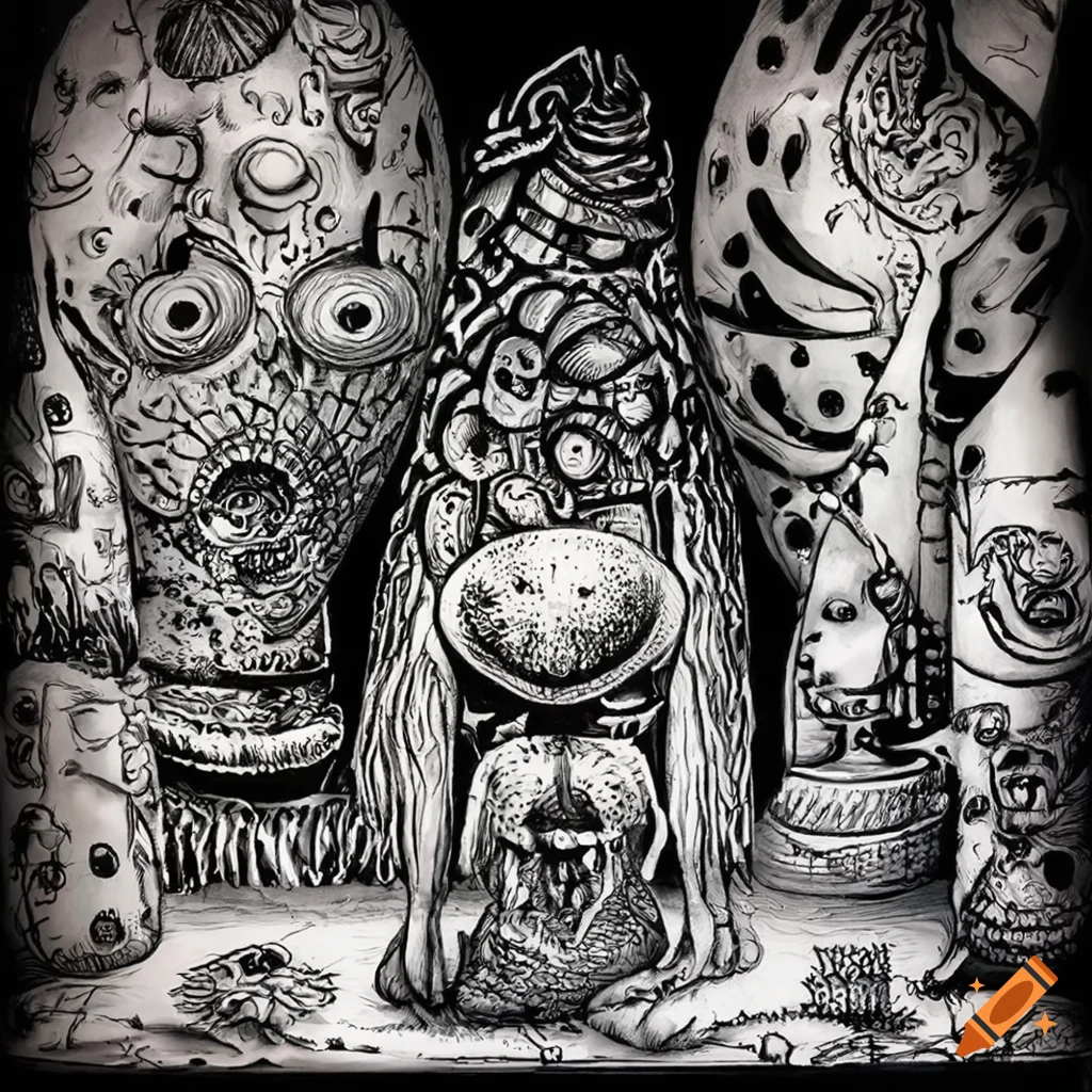 Joe fenton drawing scene decor black and white microcosme many ...