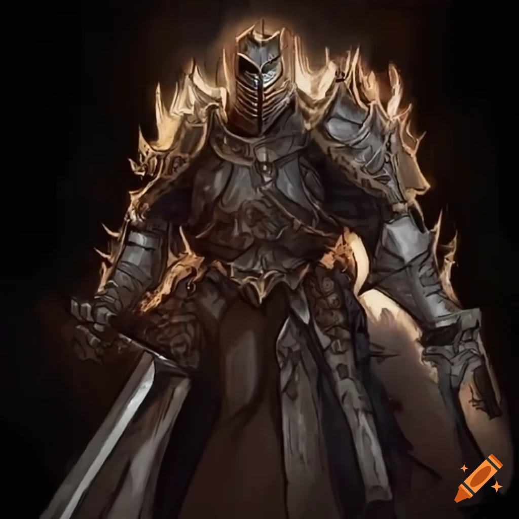 John darksoul in full knight armor on Craiyon