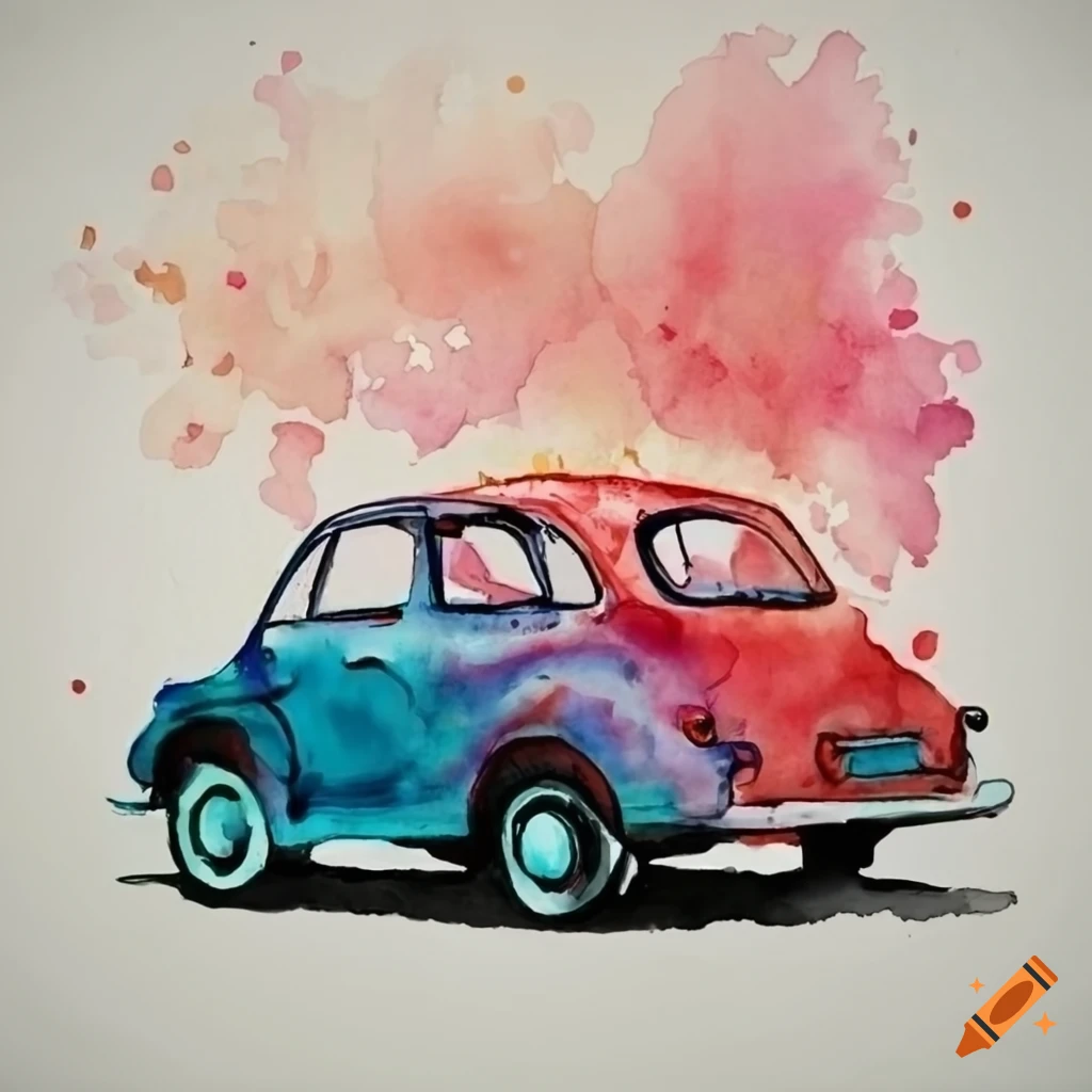 Car in watercolour style