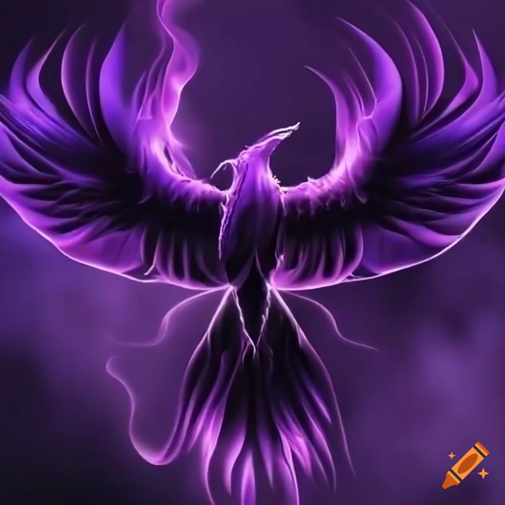 Black phoenix exhaling purple and blue flames, 8k, cinematic, realistic ...