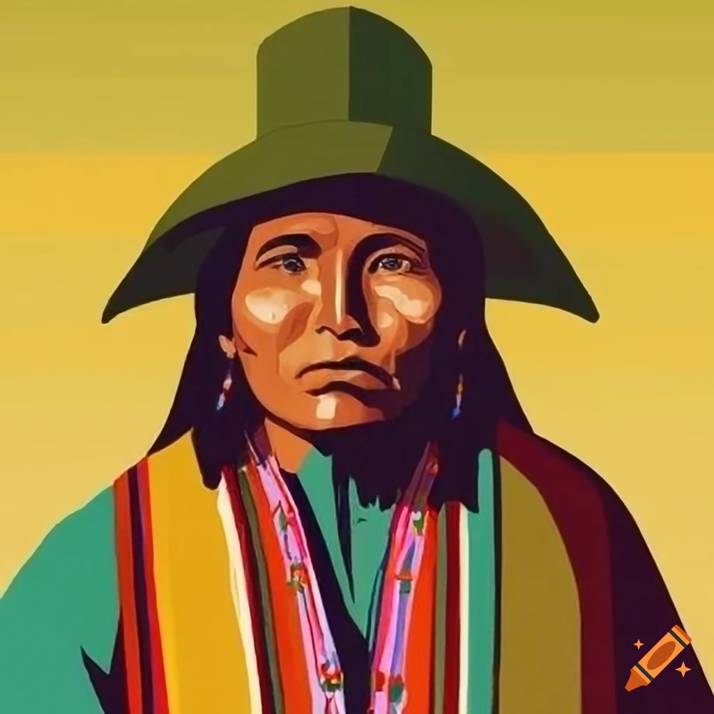 Indigenous south american inca revolutionary in robes in front of ...