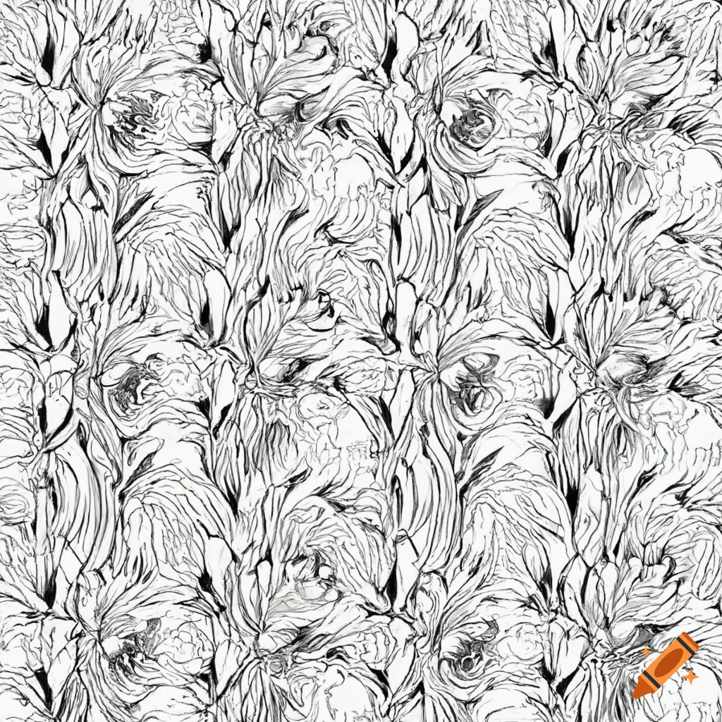 Floral pattern, linear, no shadow on Craiyon