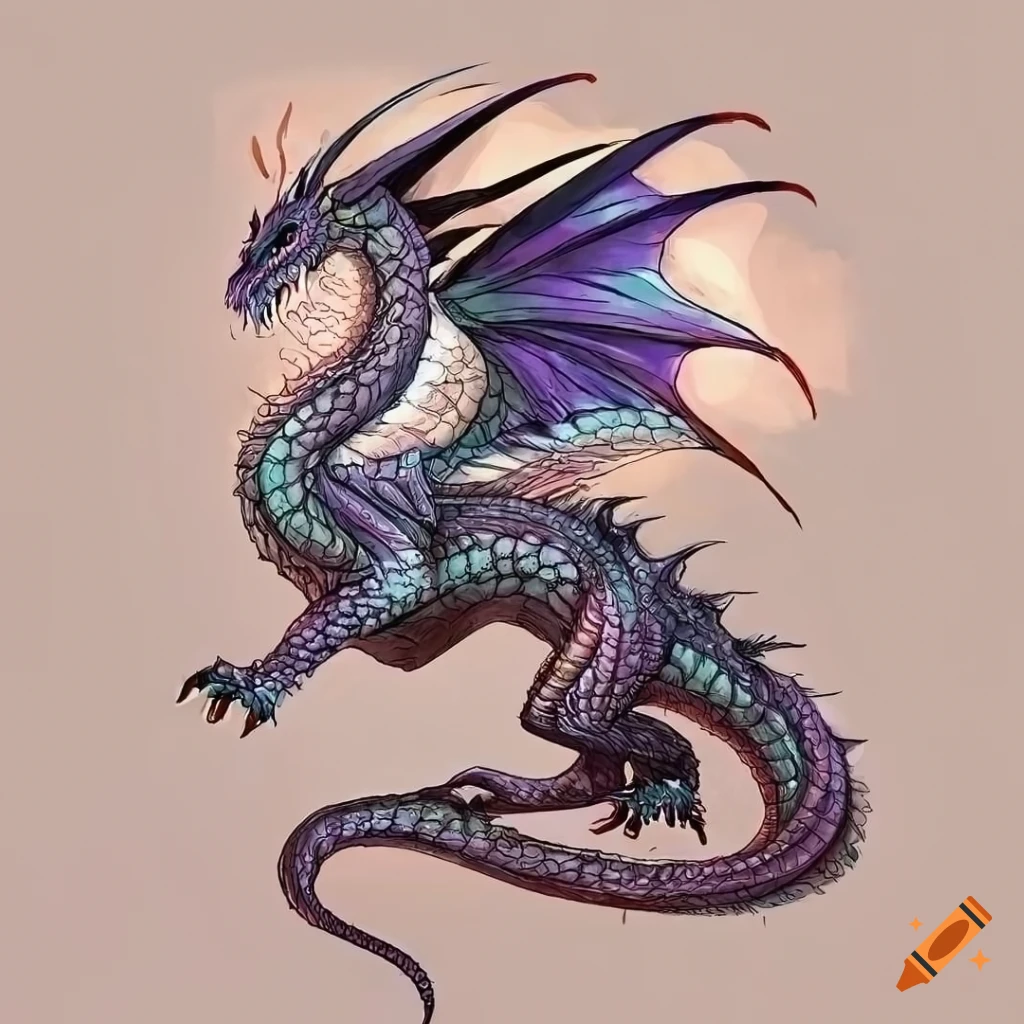 Dragon full length body, concept designs with side view, detailed ...