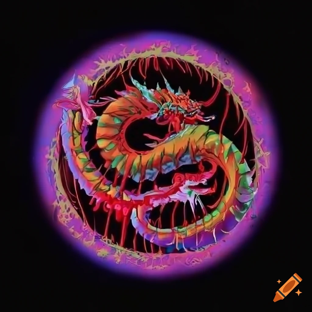 Crimson japanese dragon circular token for rpg on Craiyon