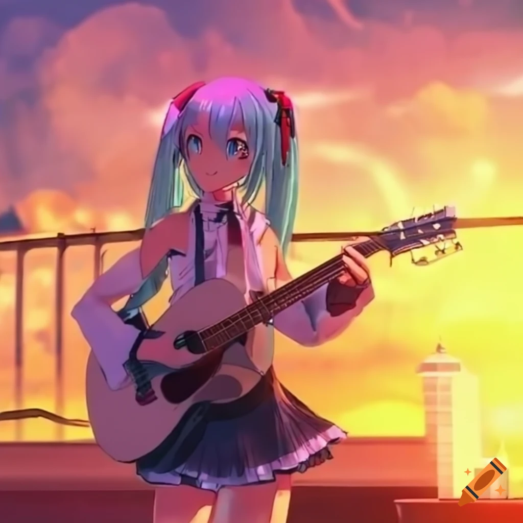 Hatsune Miku singing Hey Soul Sister by Train with a acoustic guitar in ...