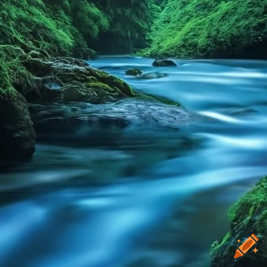Flowing current in river on Craiyon