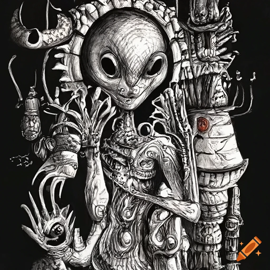 Joe fenton drawing scene decor black and white microcosme many ...