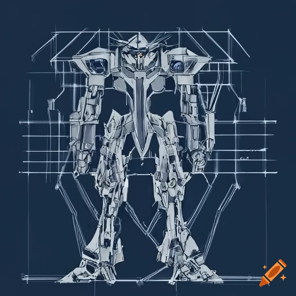 Blueprint of gawain knightmare frame mech code geass, hyper realistic ...