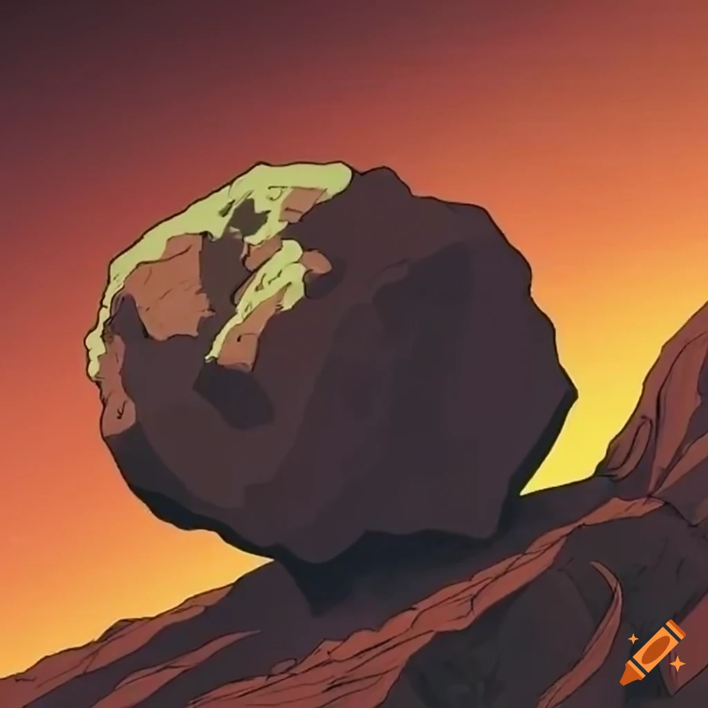 Sisyphus rolling his boulder up his hill on Craiyon