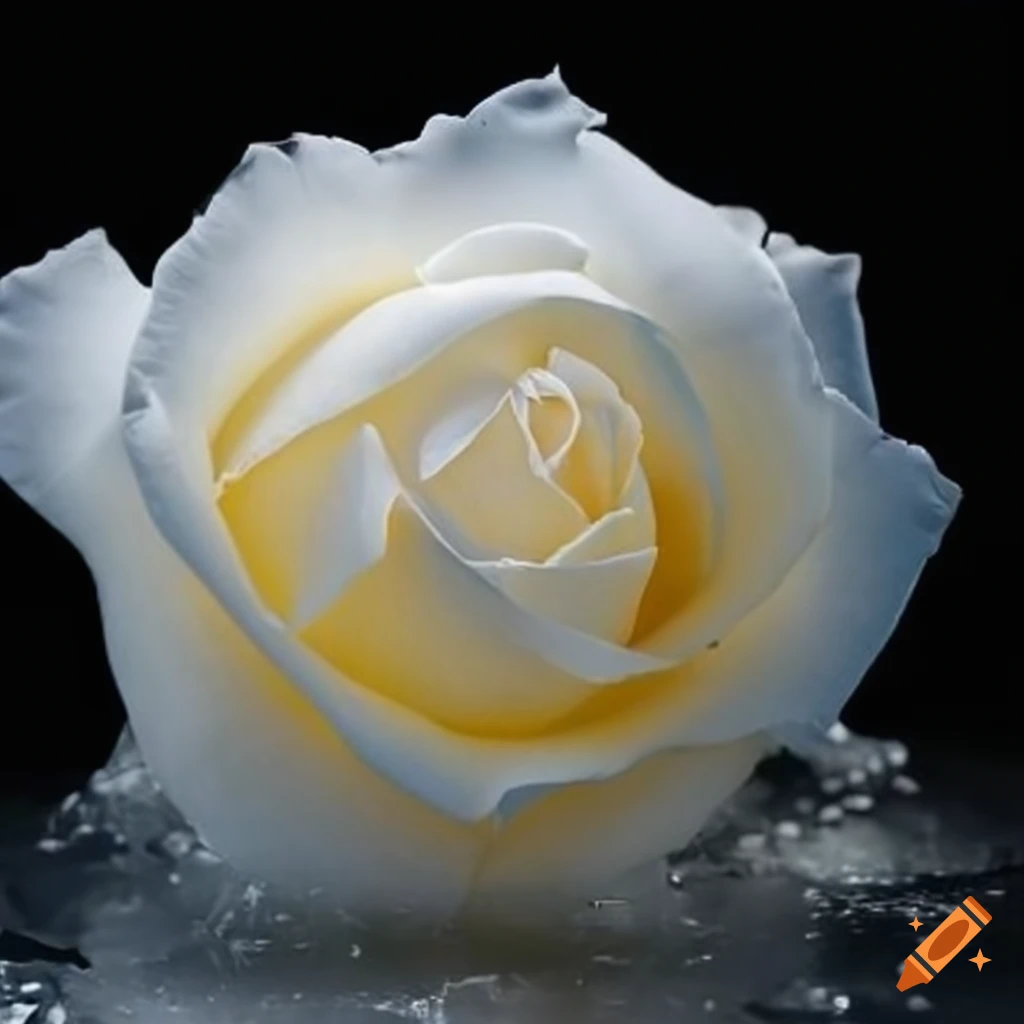 White rose on ice