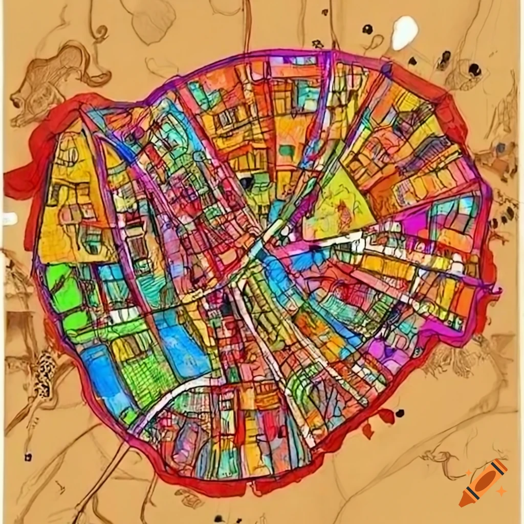 An artistic map of new delhi showcasing its iconic landmarks