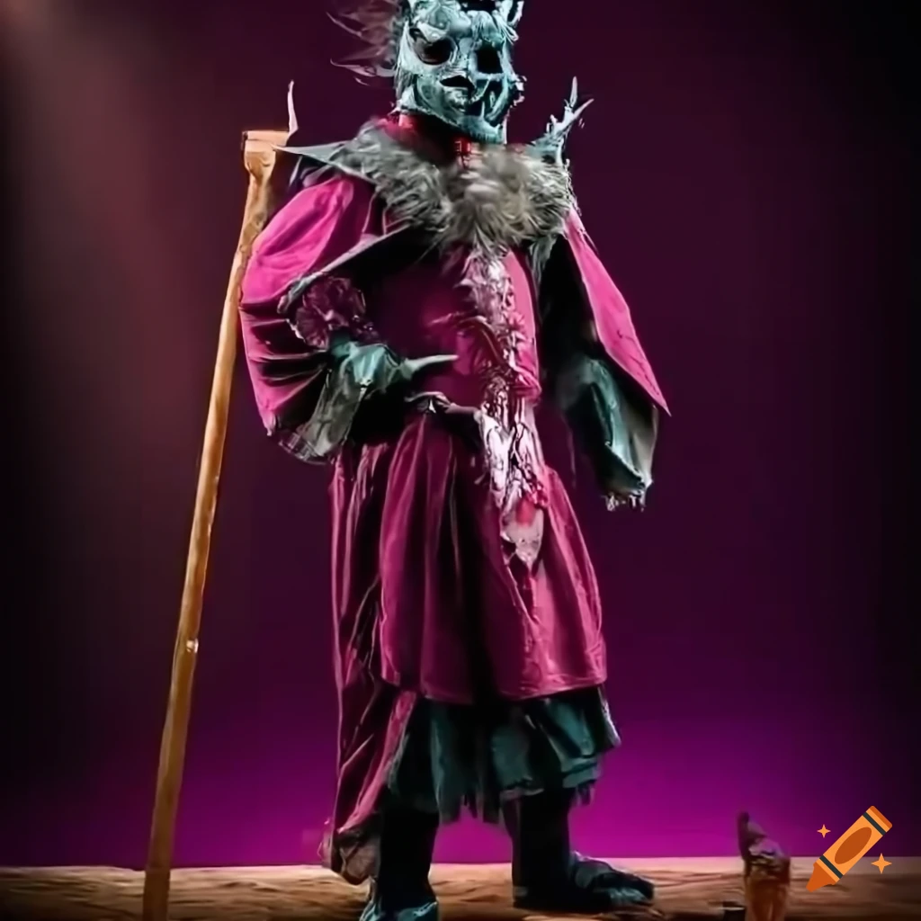 A full body picture of someone in a dragon wizard costume at the ...