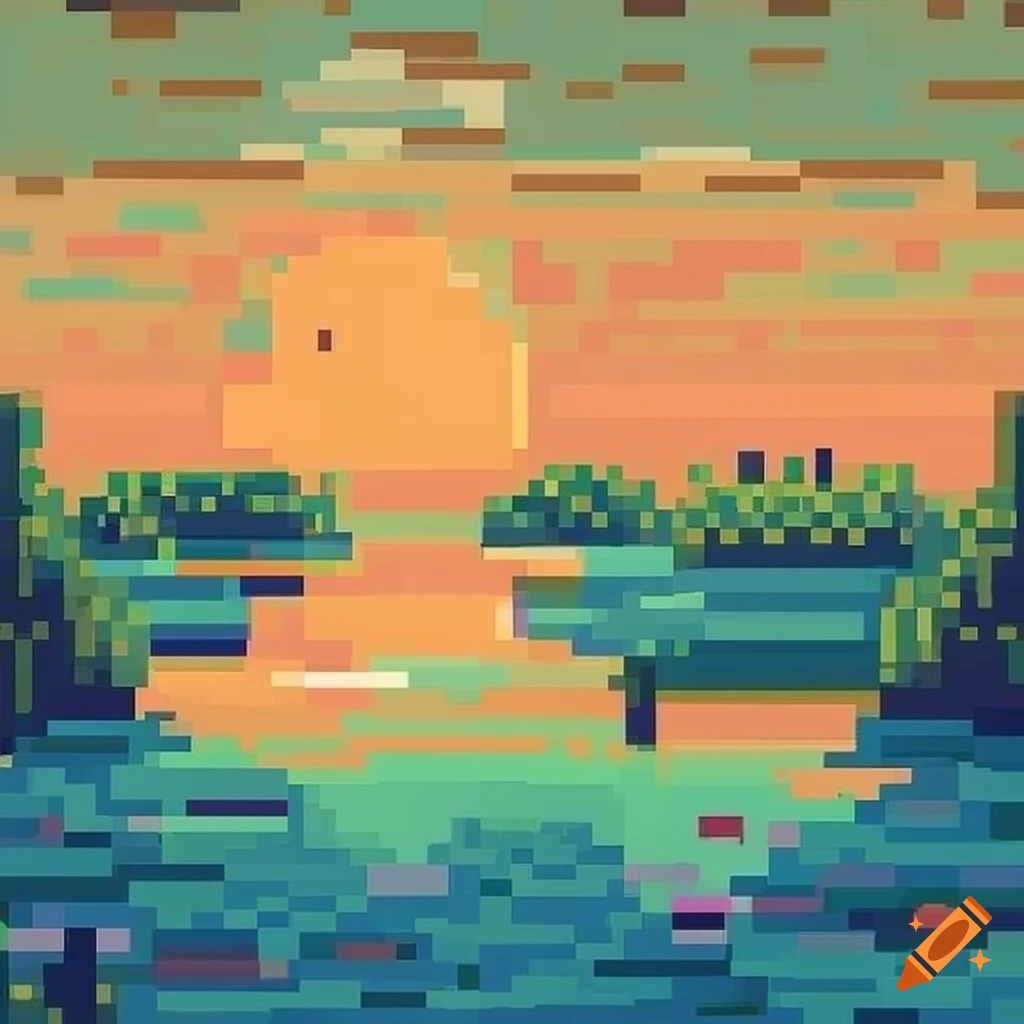 A serene pixel art oasis