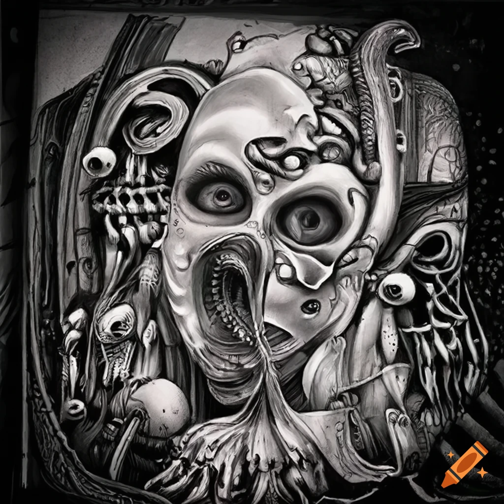 Joe fenton drawing scene decor black and white microcosme many ...