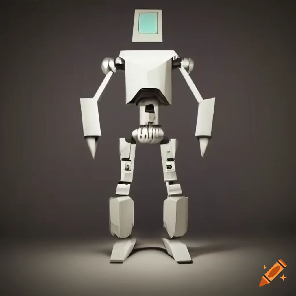 Stylized giant robot angular design full body shot