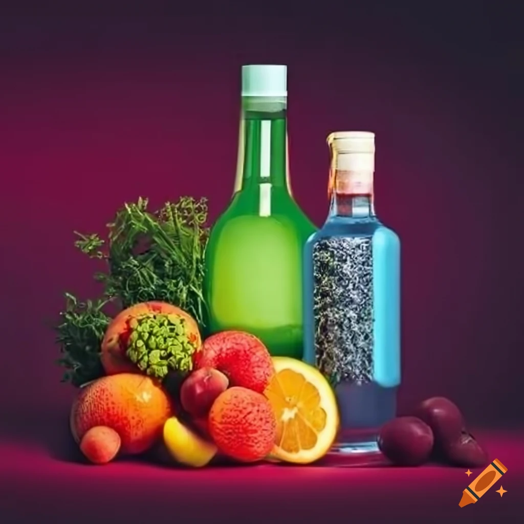 A colorful display of non alcoholic drink ingredients including fresh ...