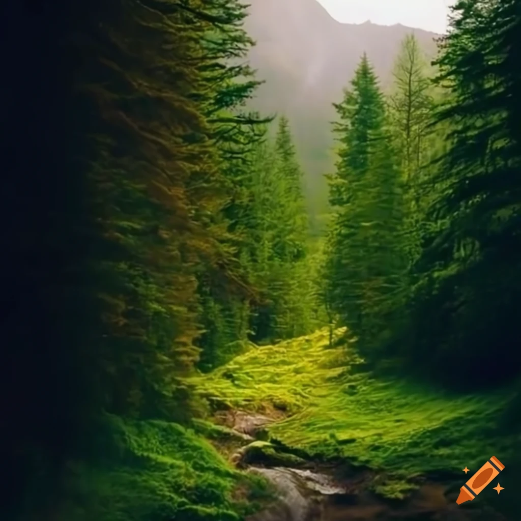 Forest under a mountain