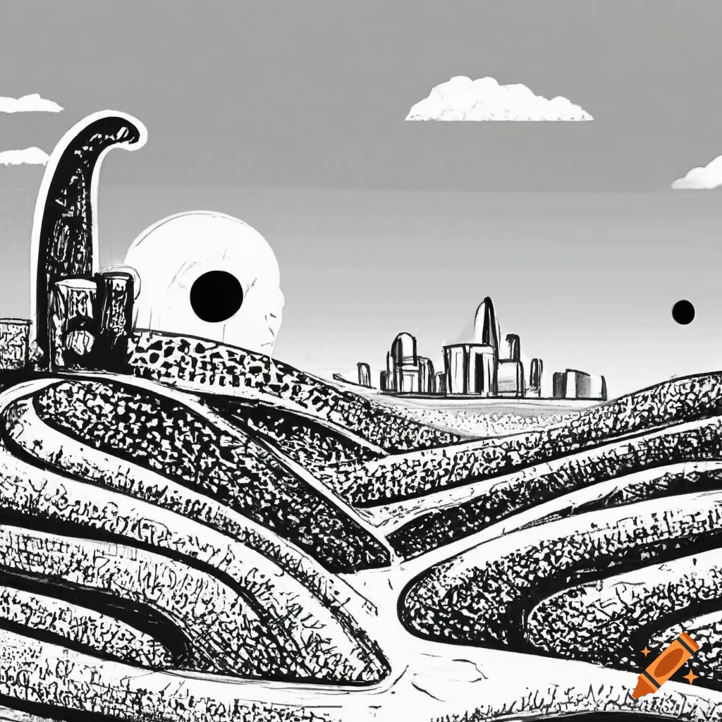 Whimsical desert with toad city on Craiyon